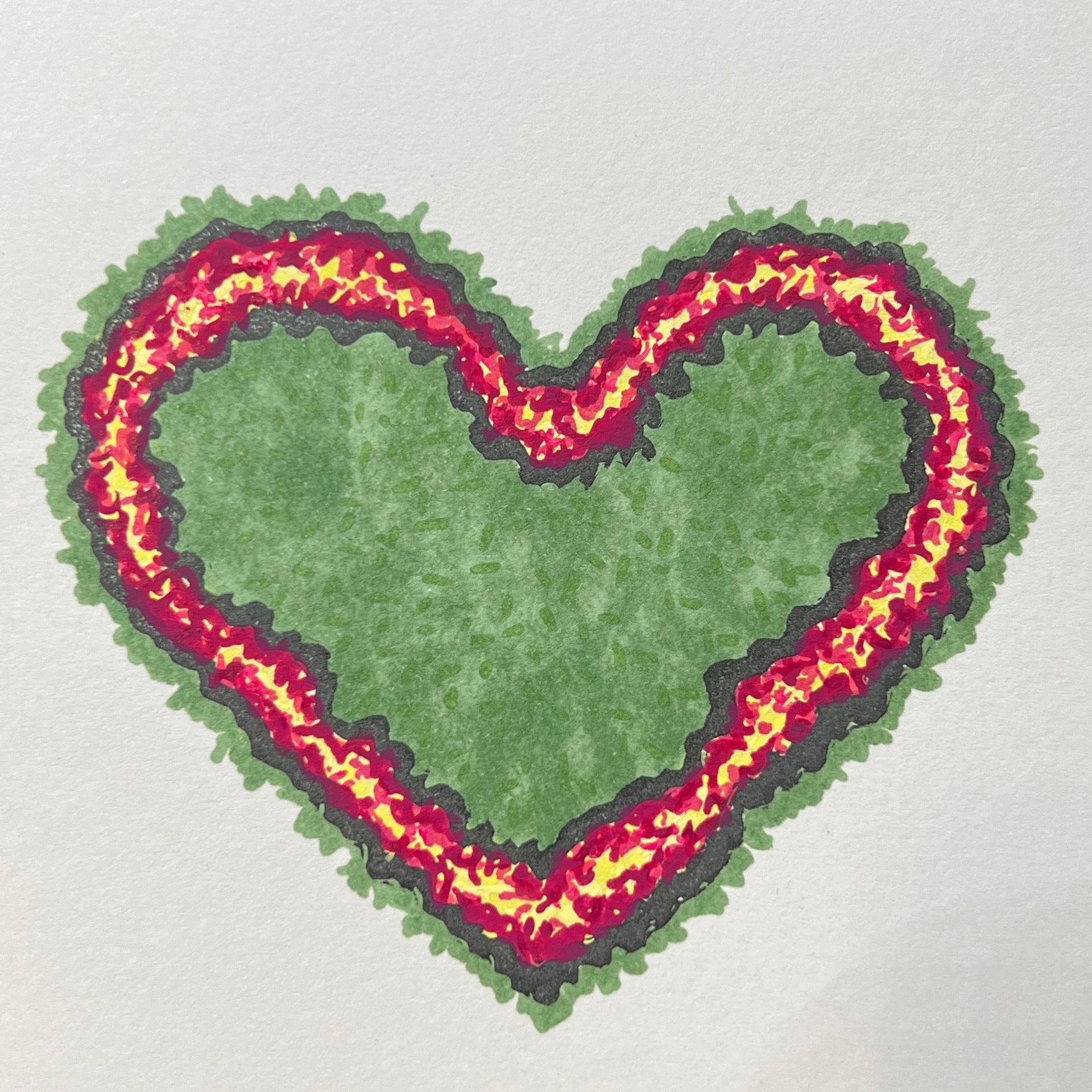 Wreath Flower Heart Card | Penguin Empress Studios